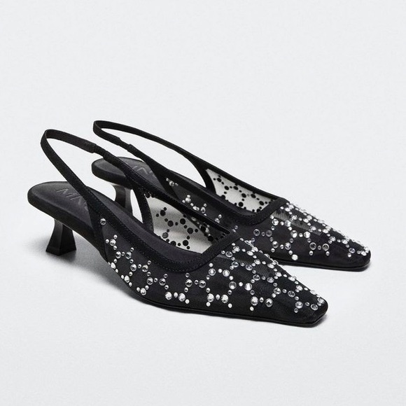 Mango | Shoes | Mango Glitter Heeled Slingback Shoes Nwt | Poshmark